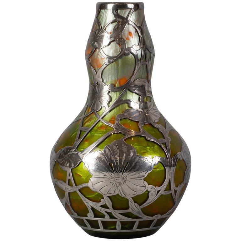 Loetz Silver Overlay "Titania" Glass Vase, circa 1900 For Sale at 1stDibs