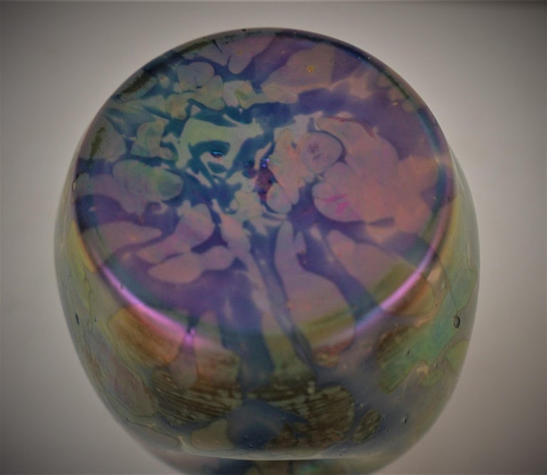 Loetz Style Iridescent Art Glass Vase with Bronze Austria For Sale at ...