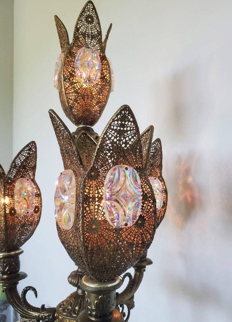 Loevsky and Loevsky Iridescent Filigree Table Lamp Candelabra For Sale ...