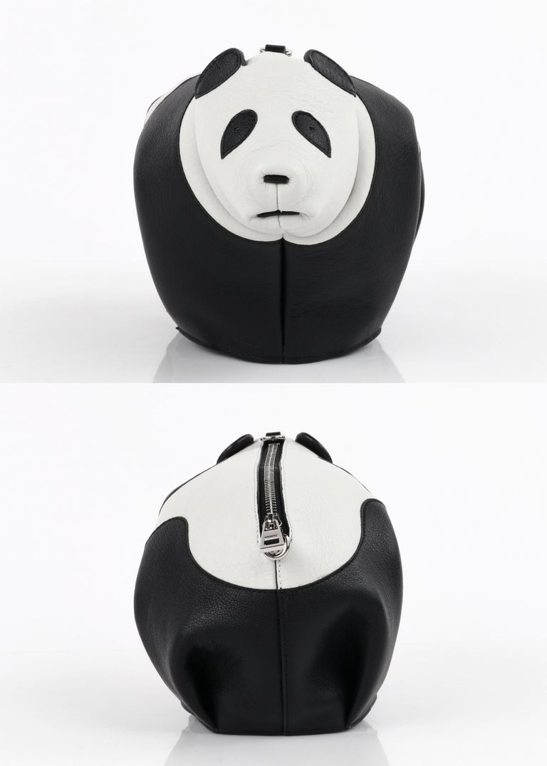 LOEWE 2016 Black White Leather Panda Purse + Adjustable Strap at 1stDibs