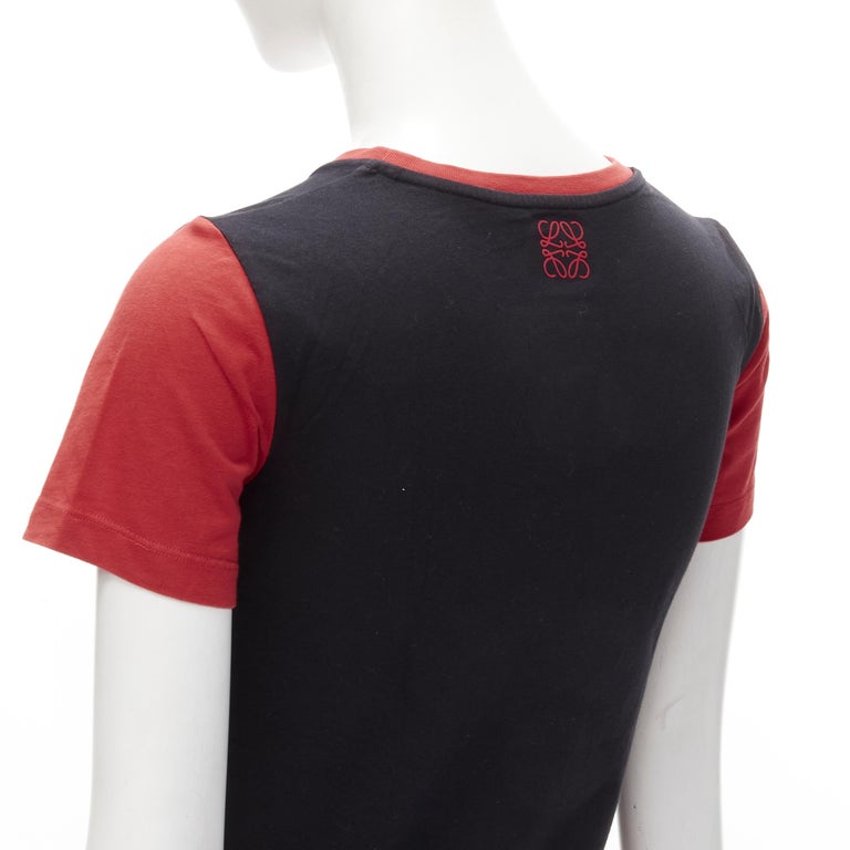 LOEWE 22 logo frayed patchwork black white Y2K tshirt S For Sale at 1stDibs