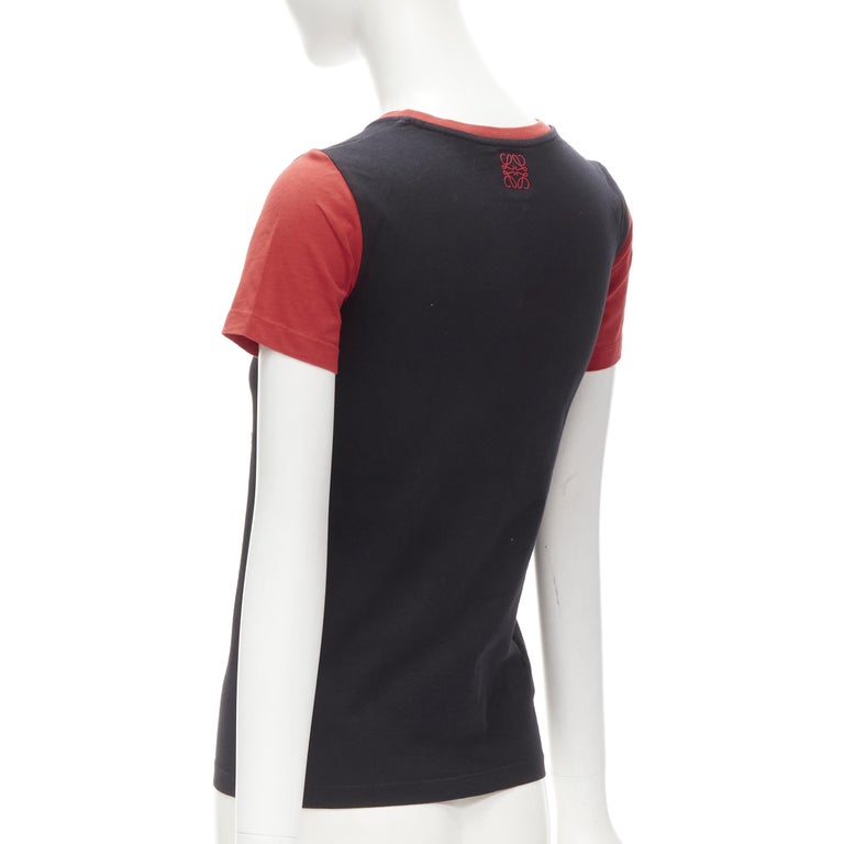 LOEWE 22 logo frayed patchwork black white Y2K tshirt S For Sale at 1stDibs