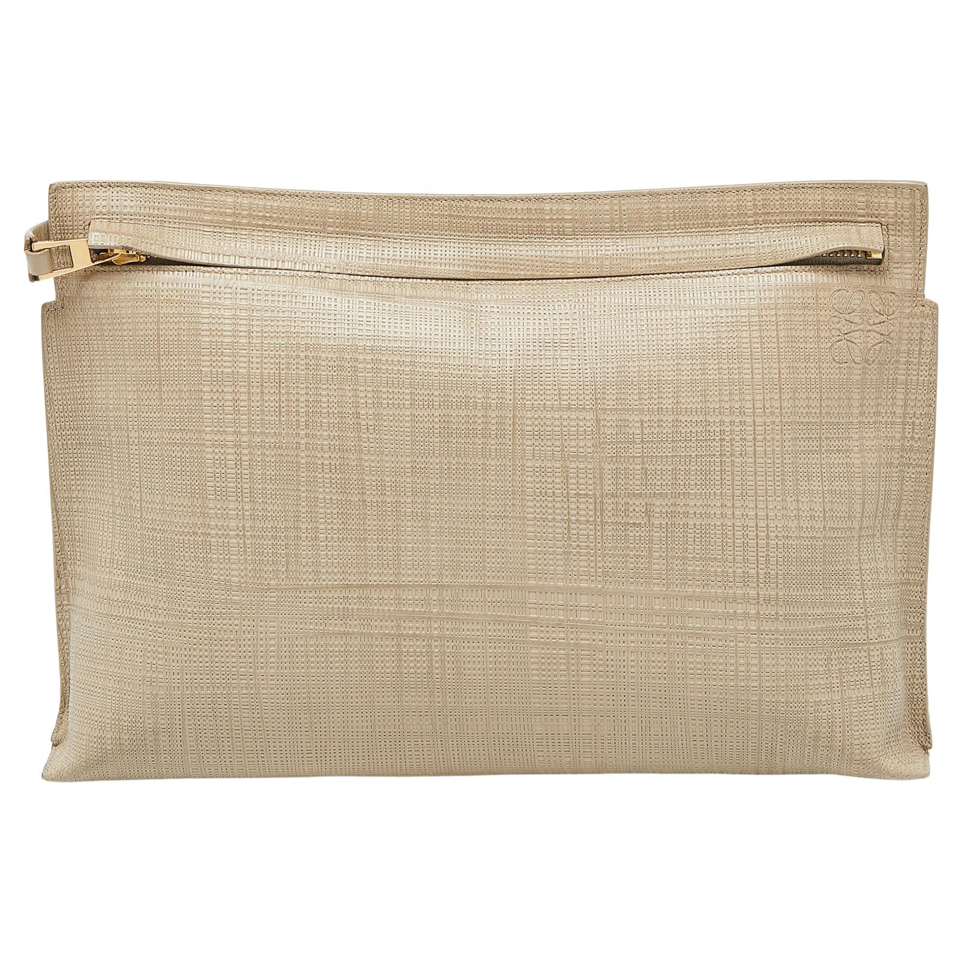 Loewe Beige Leather T Slim Pouch For Sale at 1stDibs