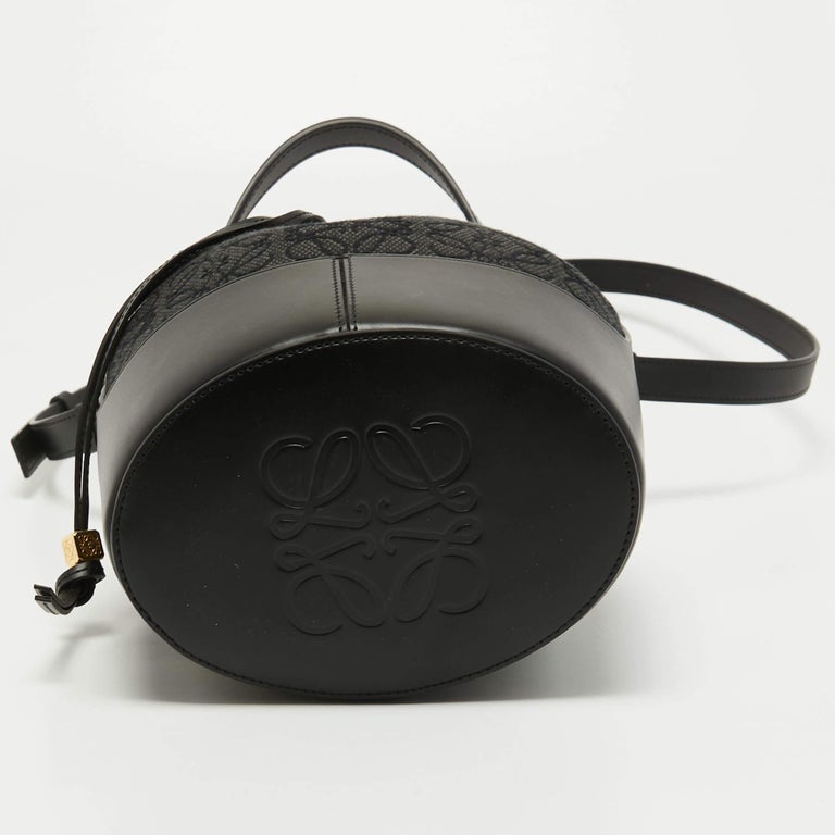 Loewe Black/Grey Monogram Canvas and Leather Balloon Anagram Bucket Bag ...