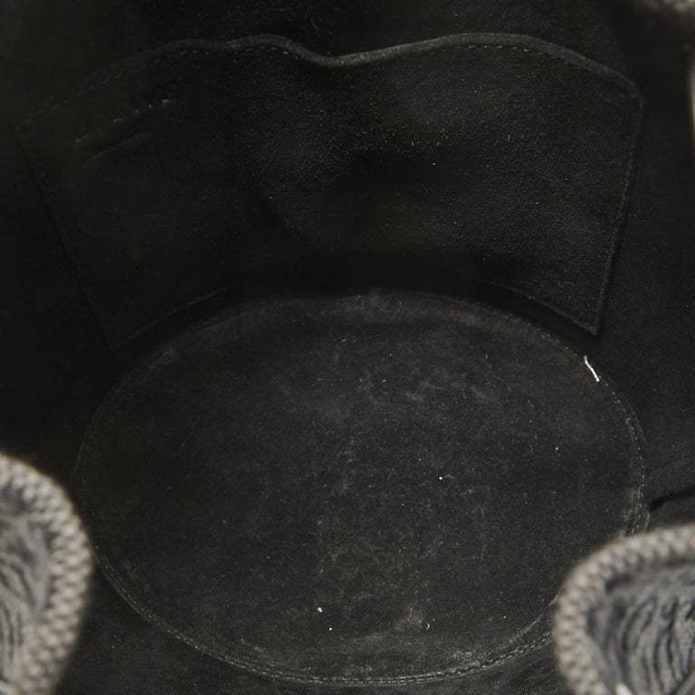 Loewe Black/Grey Monogram Canvas and Leather Balloon Anagram Bucket Bag ...