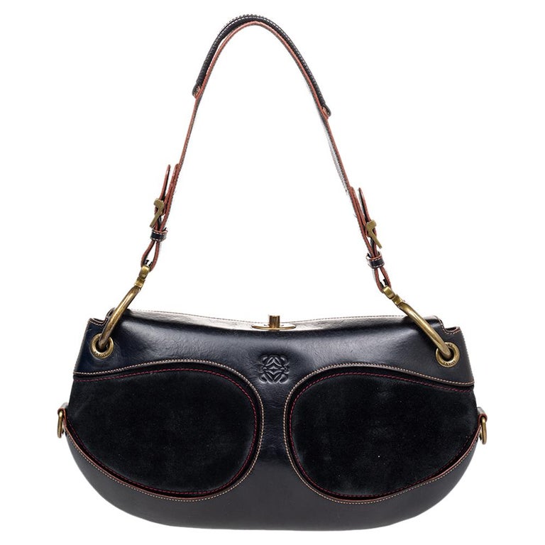 Loewe Black Leather And Suede Shoulder Bag at 1stDibs