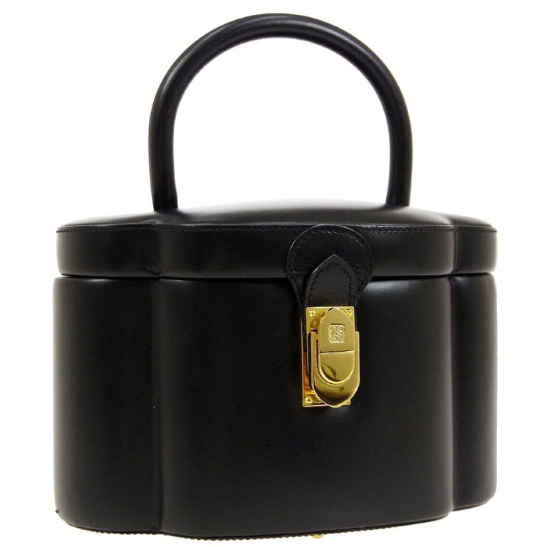 Loewe Black Leather Gold Mini Small Vanity Evening Top Handle Satchel ...