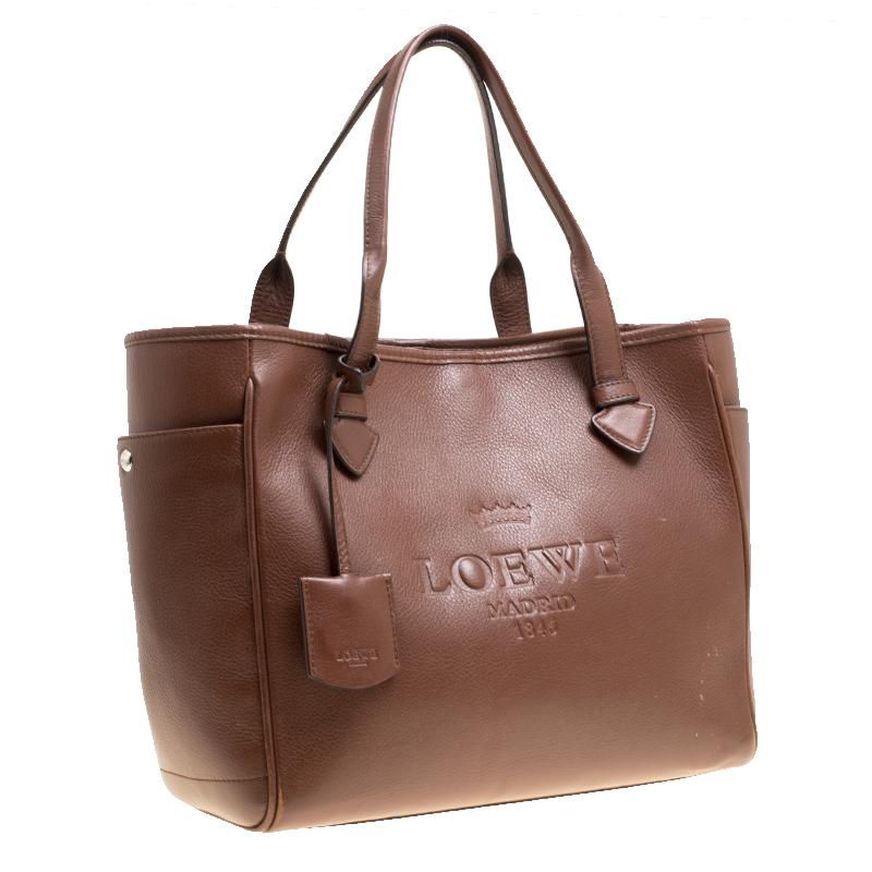 Loewe Brown Leather Heritage Tote For Sale at 1stDibs | loewe heritage tote
