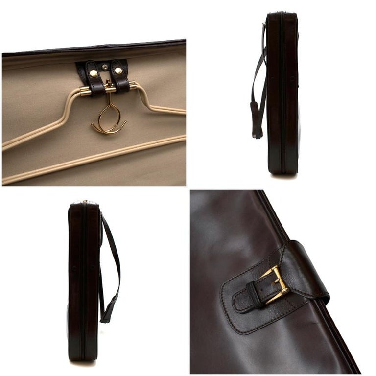 Loewe Brown Vintage Leather Garment Case With 2 Hangers For Sale at 1stDibs