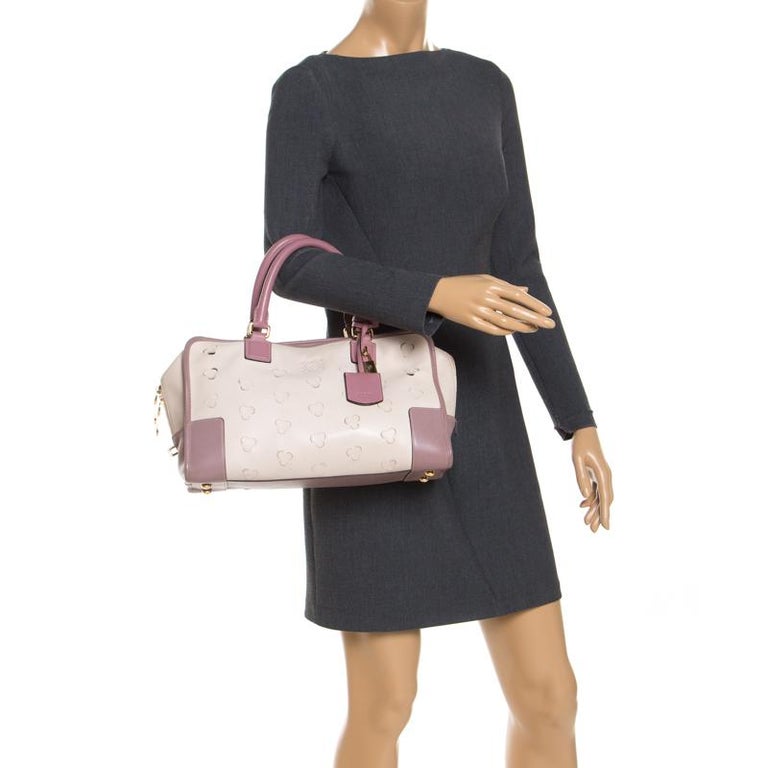Loewe Cream/Pink Leather Limited Edition Amazona Satchel For Sale at ...