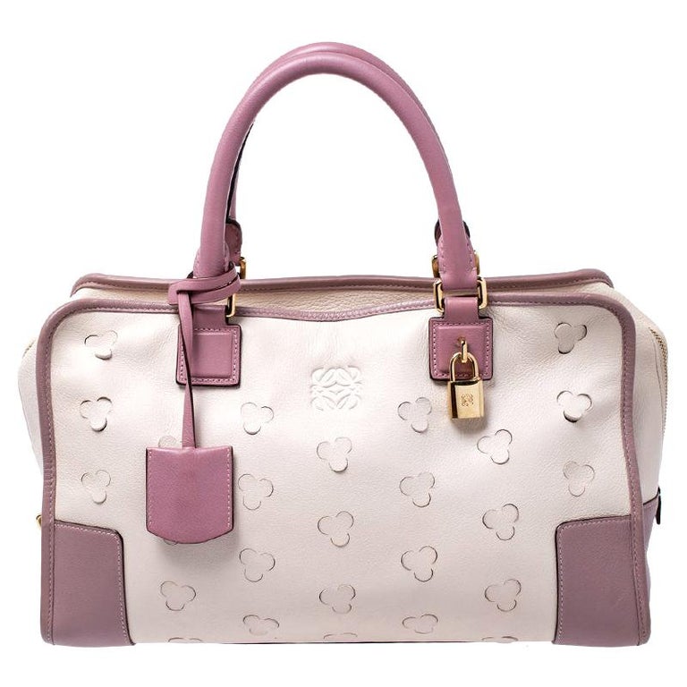 Loewe Cream/Pink Leather Limited Edition Amazona Satchel For Sale at ...