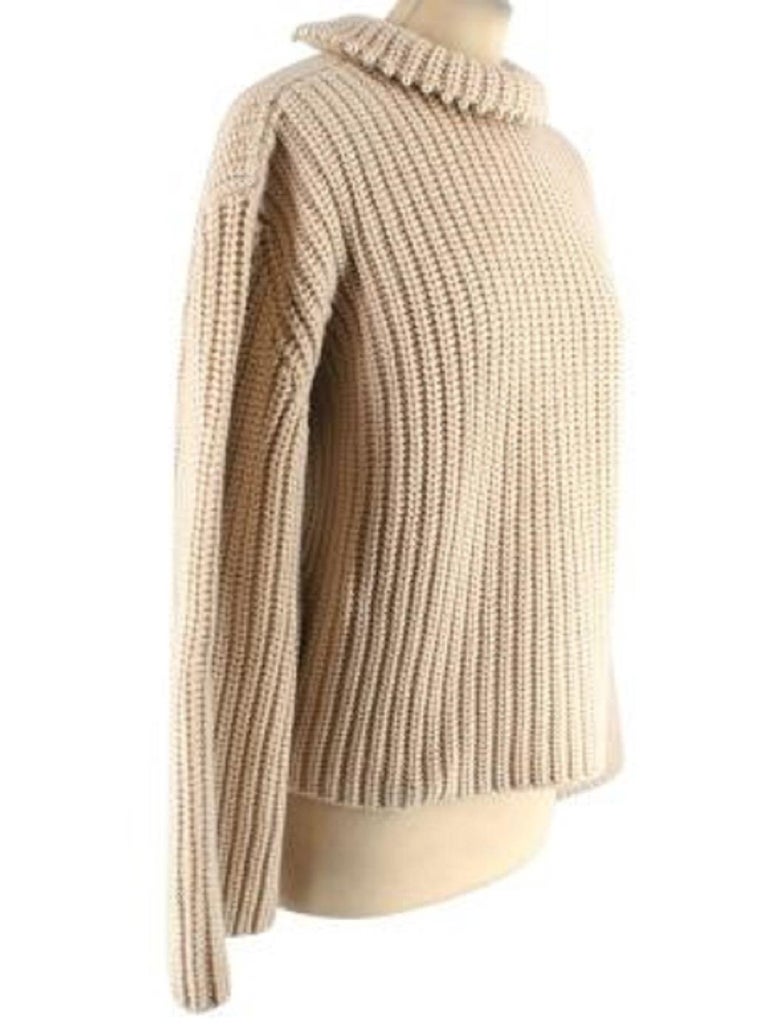 Loewe Creme Pearl Embellished Collar Knit Sweater For Sale at 1stDibs