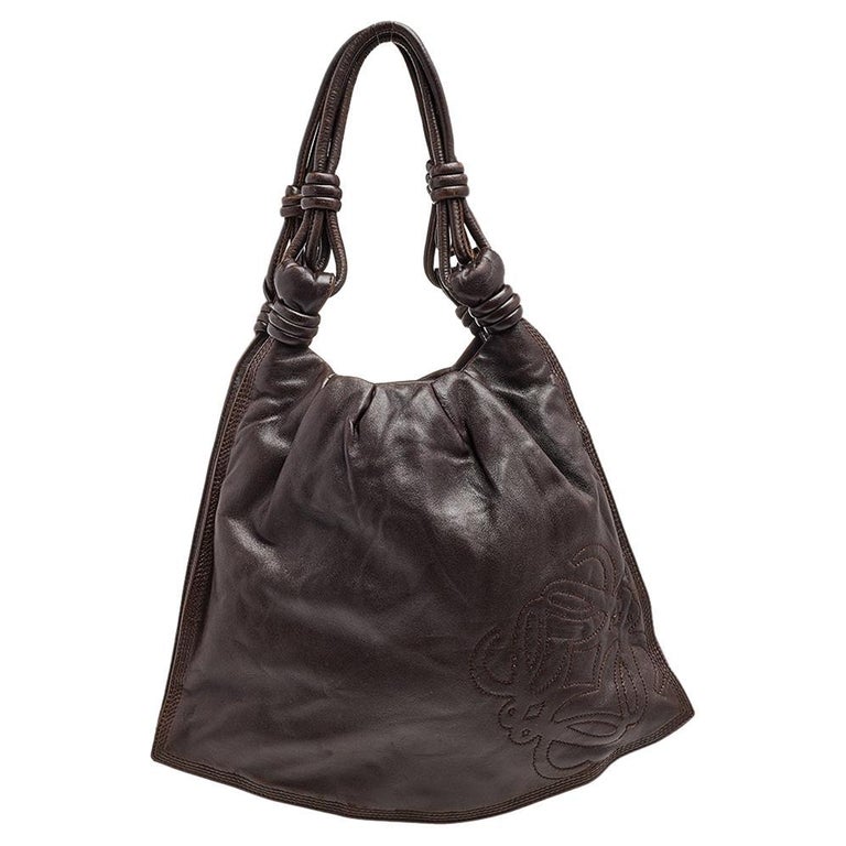 Loewe Dark Brown Leather Flamenco Knot Hobo at 1stDibs