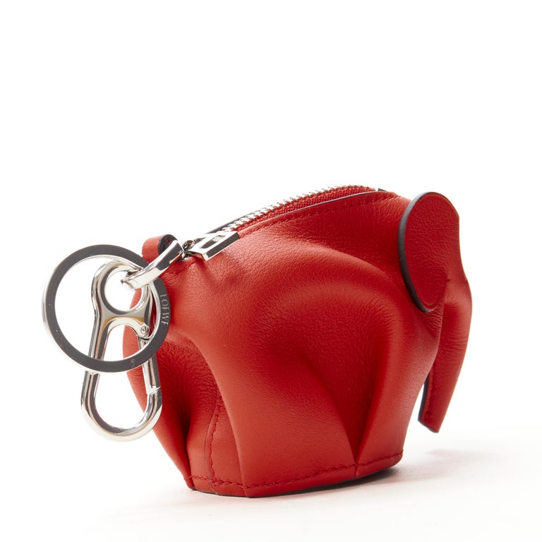 LOEWE Elephant red leather coins purse bag charm For Sale at 1stDibs
