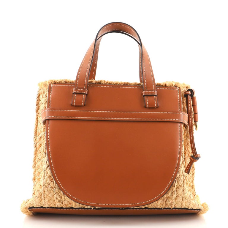 Loewe Gate Tote Leather and Straw Small For Sale at 1stDibs