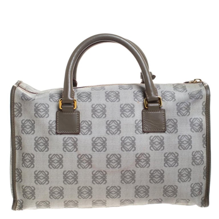 Loewe Grey Signature Coated Canvas Satchel at 1stDibs