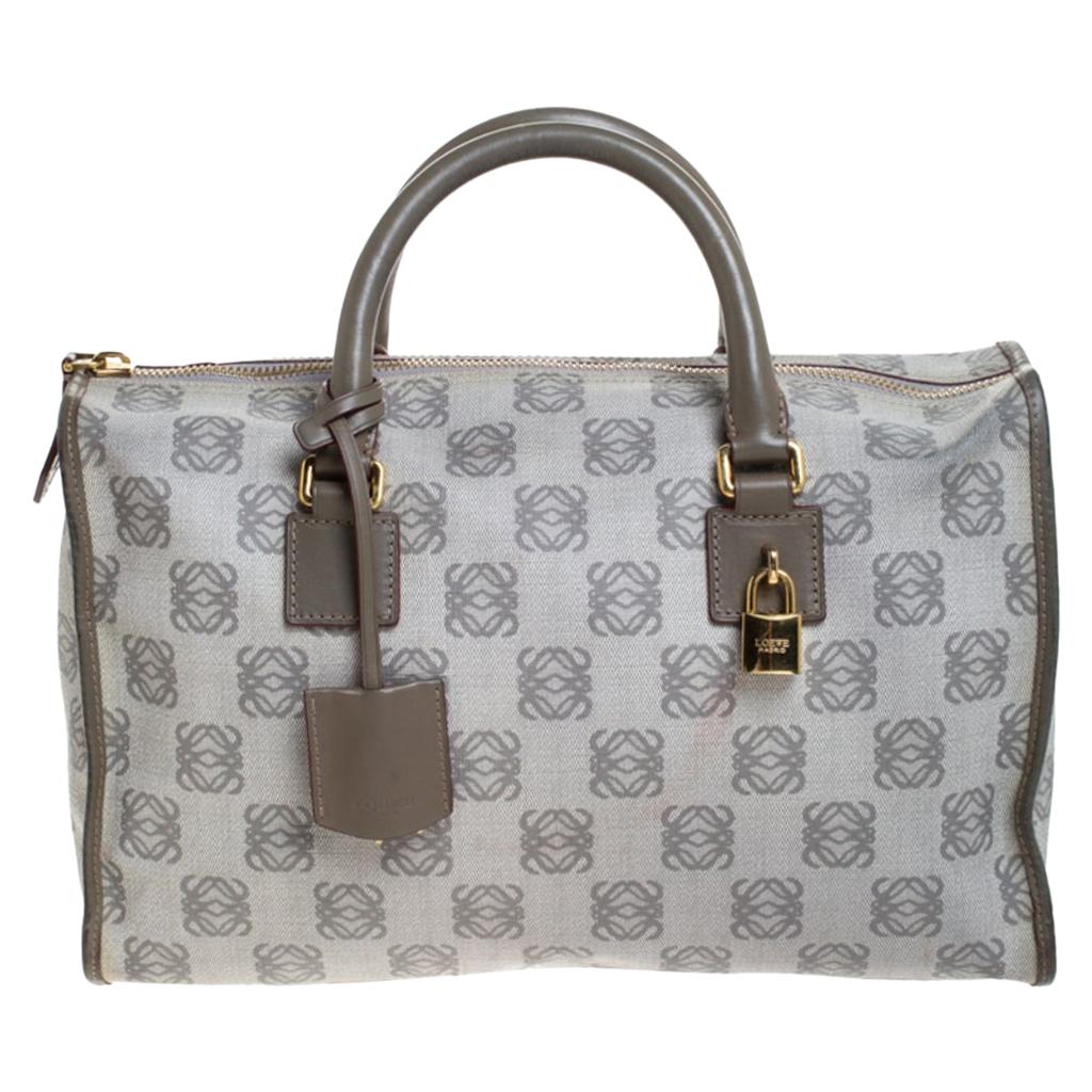 Loewe Grey Signature Coated Canvas Satchel at 1stDibs