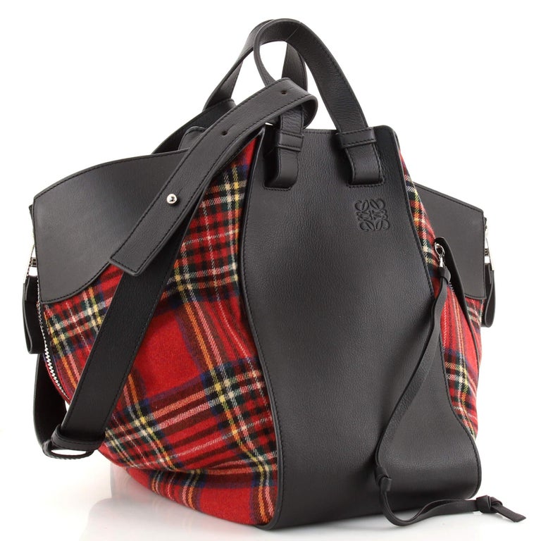 Loewe Hammock Bag Tartan and Leather Small For Sale at 1stDibs