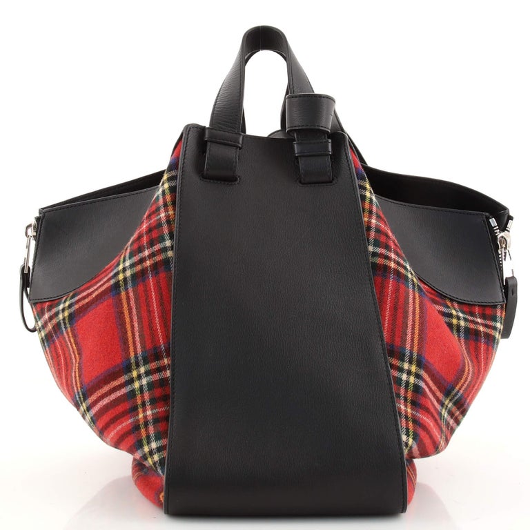 Loewe Hammock Bag Tartan and Leather Small For Sale at 1stDibs