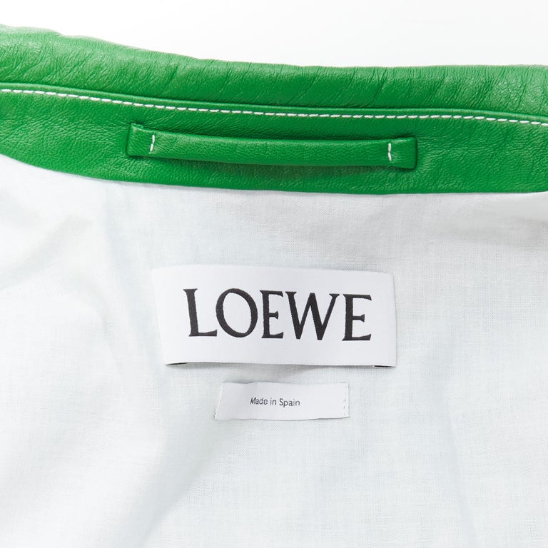 LOEWE JW ANDERSON kelly green leather moto biker jacket S For Sale at ...
