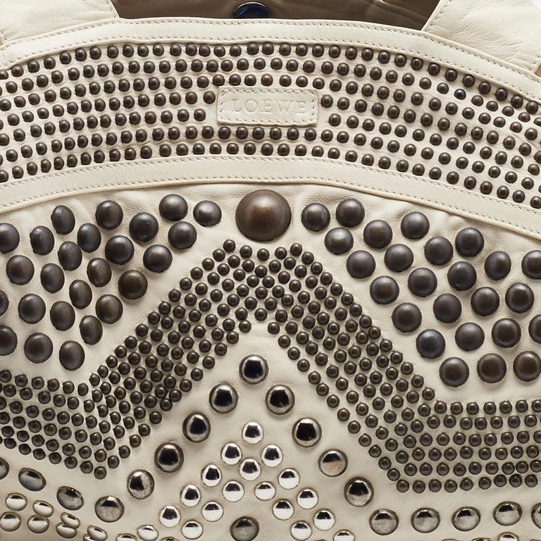 Loewe Light Beige Leather Special Edition Embellished Aire Hobo For ...