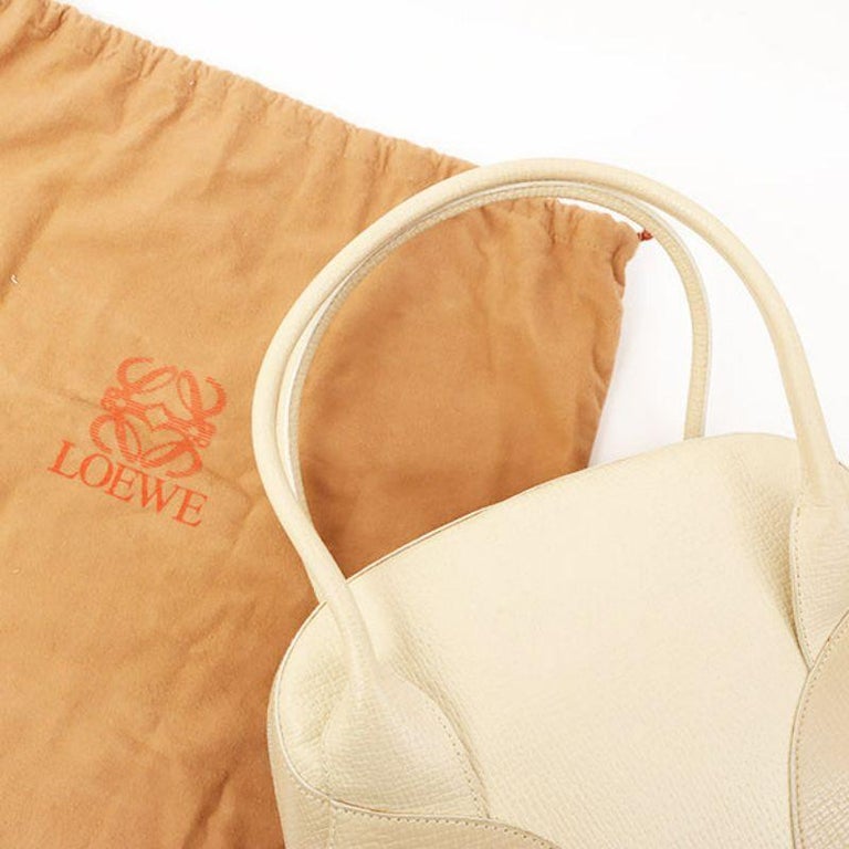 Loewe Logo Embossed Hand Bag Ivory For Sale at 1stDibs