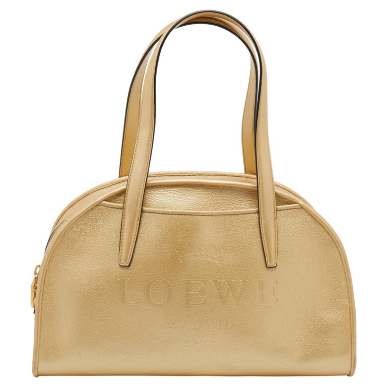Loewe Metallic Gold Leather Satchel at 1stDibs