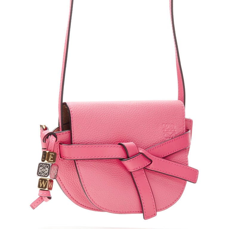 LOEWE Mini Gate light pink knot strap half moon crossbody bag For Sale ...