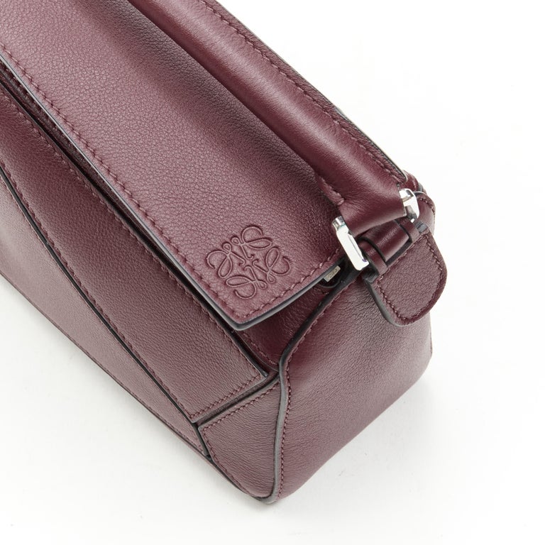 LOEWE Mini Puzzle burgundy red leather 2 way crossbody bag For Sale at ...