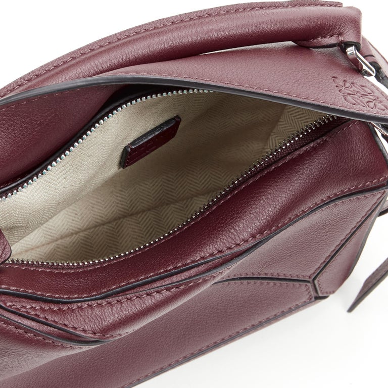 LOEWE Mini Puzzle burgundy red leather 2 way crossbody bag For Sale at ...