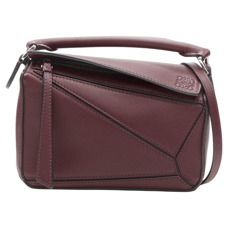 LOEWE Mini Puzzle burgundy red leather 2 way crossbody bag For Sale at ...