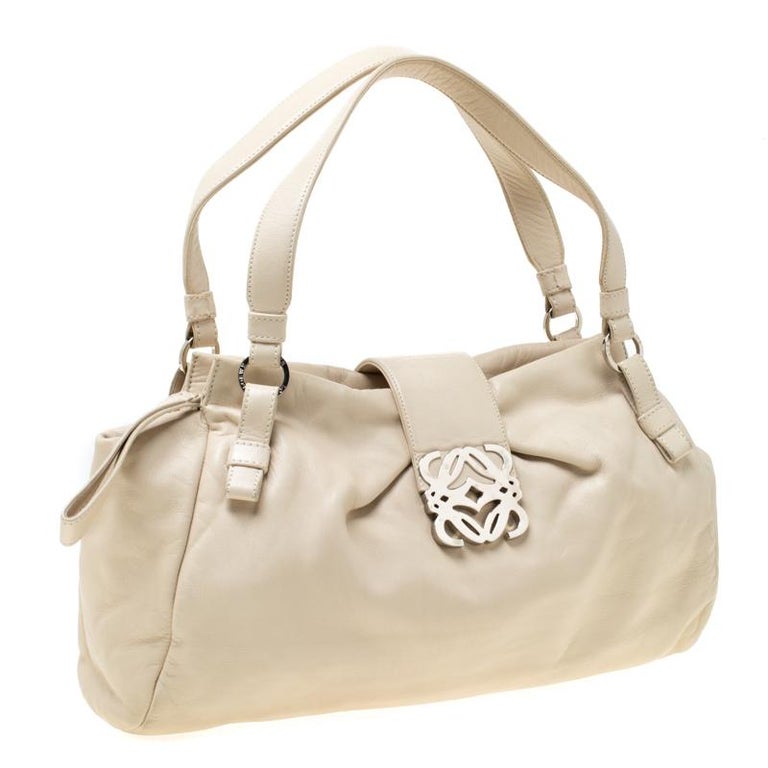 Loewe Off White Leather Logo Shoulder Bag For Sale at 1stDibs