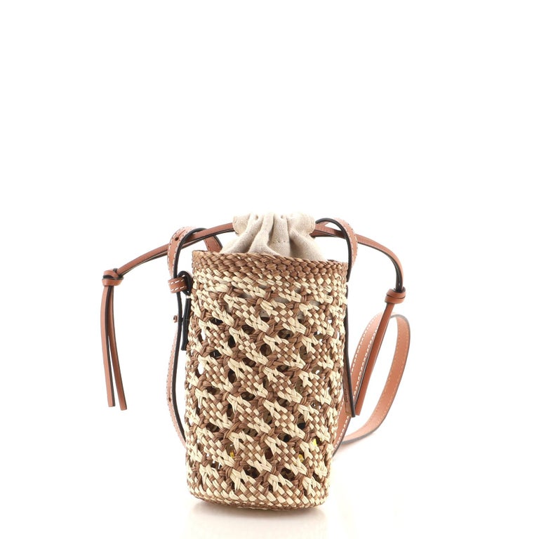 Loewe Paula's Ibiza Drawstring Bucket Crossbody Bag Raffia and Leather ...