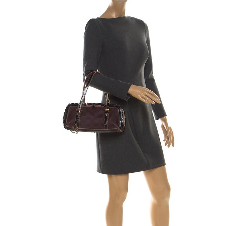 Loewe Purple/Black Momogram PVC and Patent Leather Satchel at 1stDibs