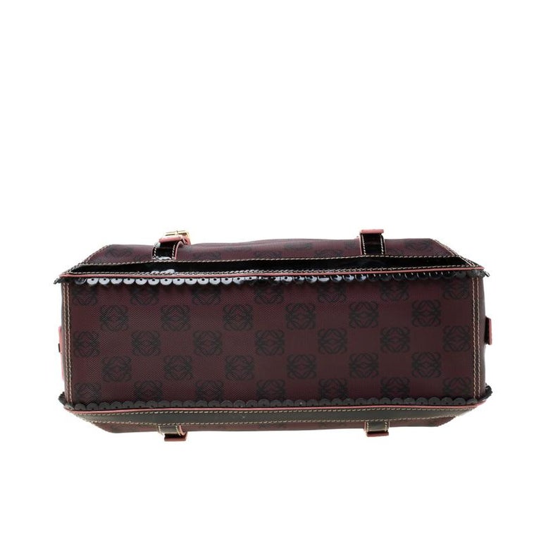 Loewe Purple/Black Momogram PVC and Patent Leather Satchel at 1stDibs