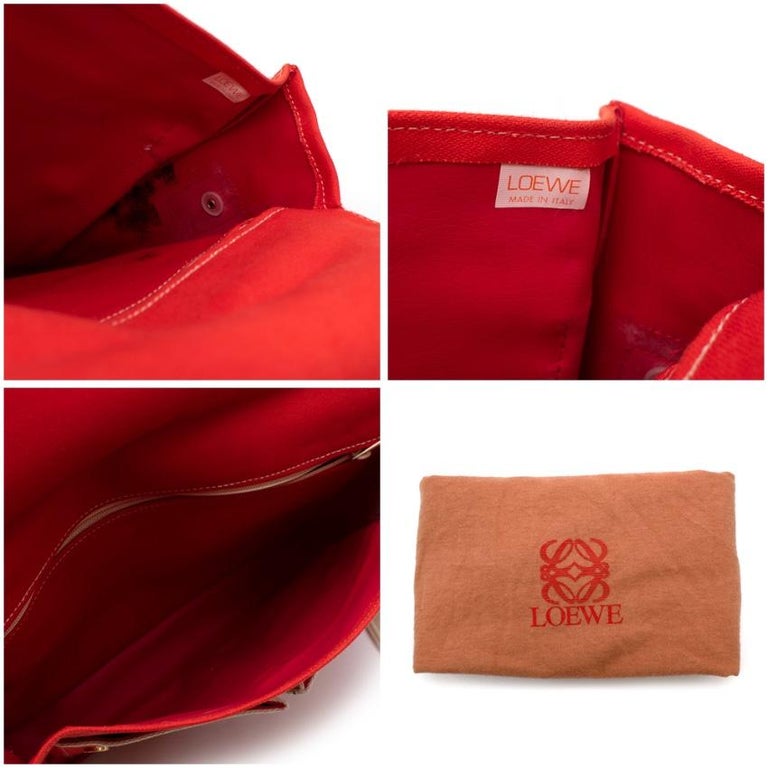 Loewe Red Canvas Vintage Messenger Bag at 1stDibs