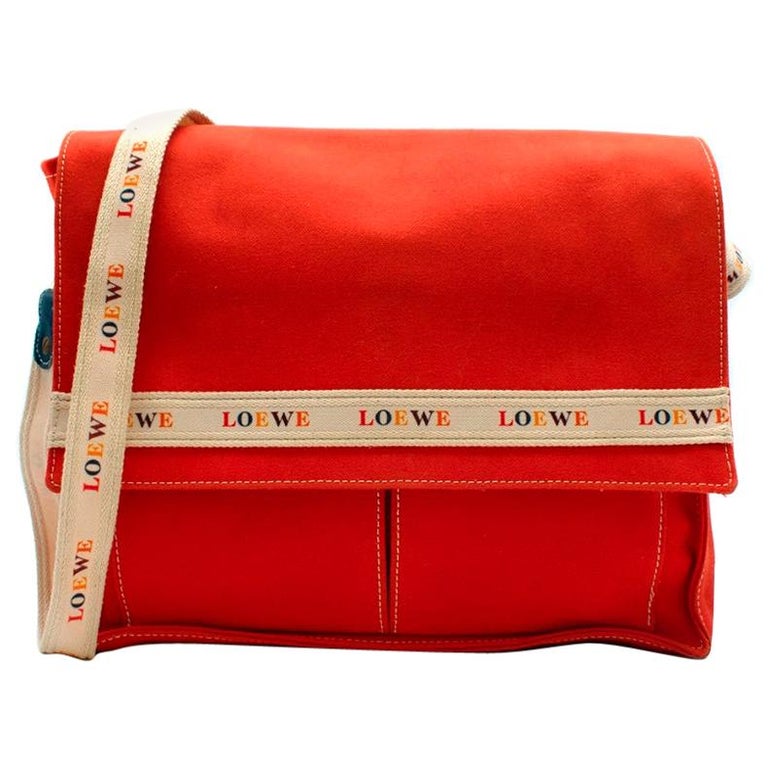 Loewe Red Canvas Vintage Messenger Bag at 1stDibs