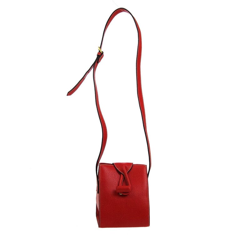 Loewe Red Leather Evening Small Box Mini Toggle Shoulder Flap Bag For ...