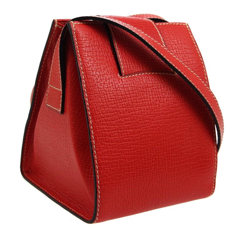 Loewe Red Leather Evening Small Box Mini Toggle Shoulder Flap Bag For ...