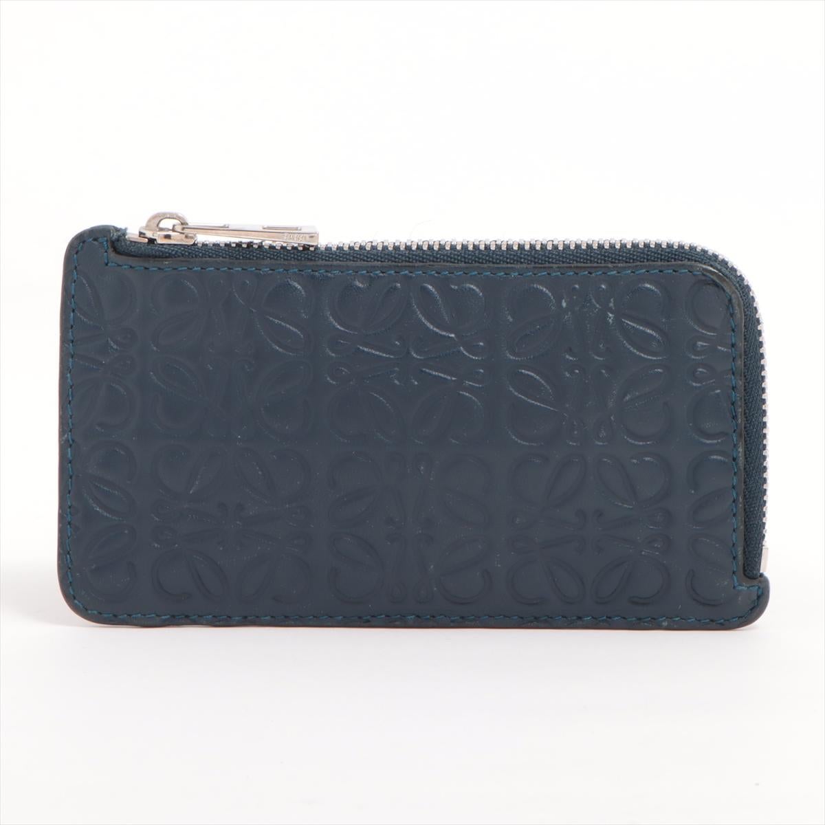 Loewe Repeat Anagram Leather Coin Case Navy Blue For Sale at 1stDibs