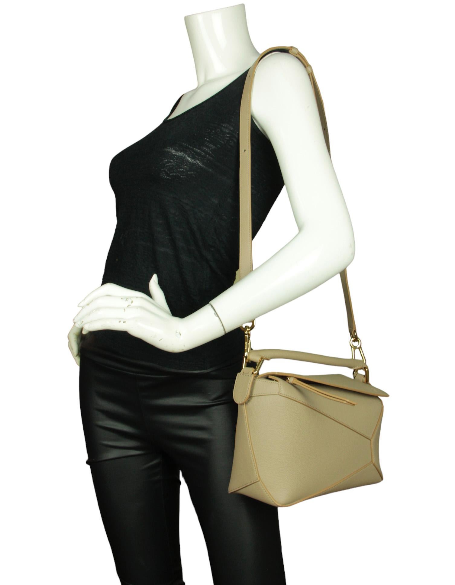 Loewe Sand Beige Soft Grained Calfskin Leather Small Puzzle Bag For ...