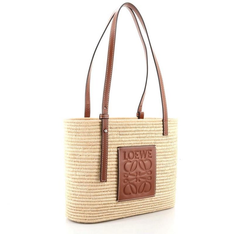 Loewe Square Basket Tote Woven Raffia Small at 1stDibs