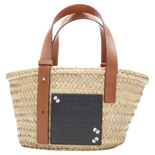 Loewe Gate Mini Black Leather and Straw Crossbody Bag For Sale at 1stDibs