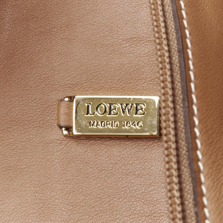 LOEWE Vintage Anton L charm brown leather sling crossbody backpack bag ...