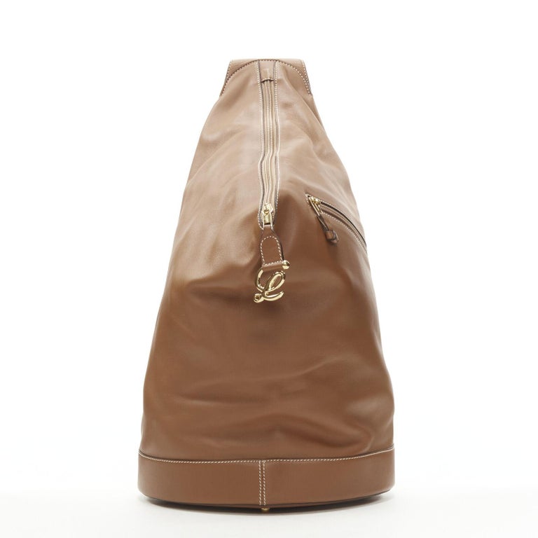 LOEWE Vintage Anton L charm brown leather sling crossbody backpack bag ...