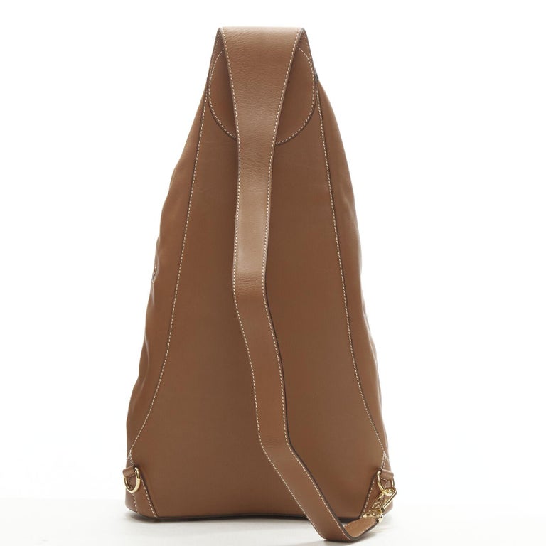 LOEWE Vintage Anton L charm brown leather sling crossbody backpack bag ...