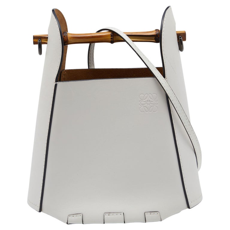 Loewe White Leather Bamboo Bucket Bag at 1stDibs