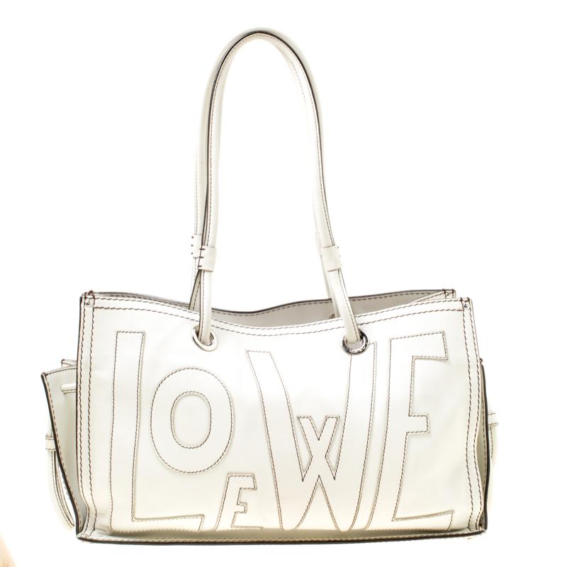 Loewe White Leather Shopping Tote For Sale at 1stDibs | loewe white ...