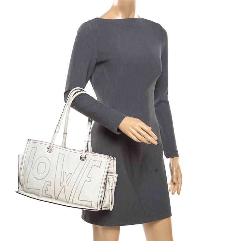 Loewe White Leather Shopping Tote For Sale at 1stDibs | loewe white ...