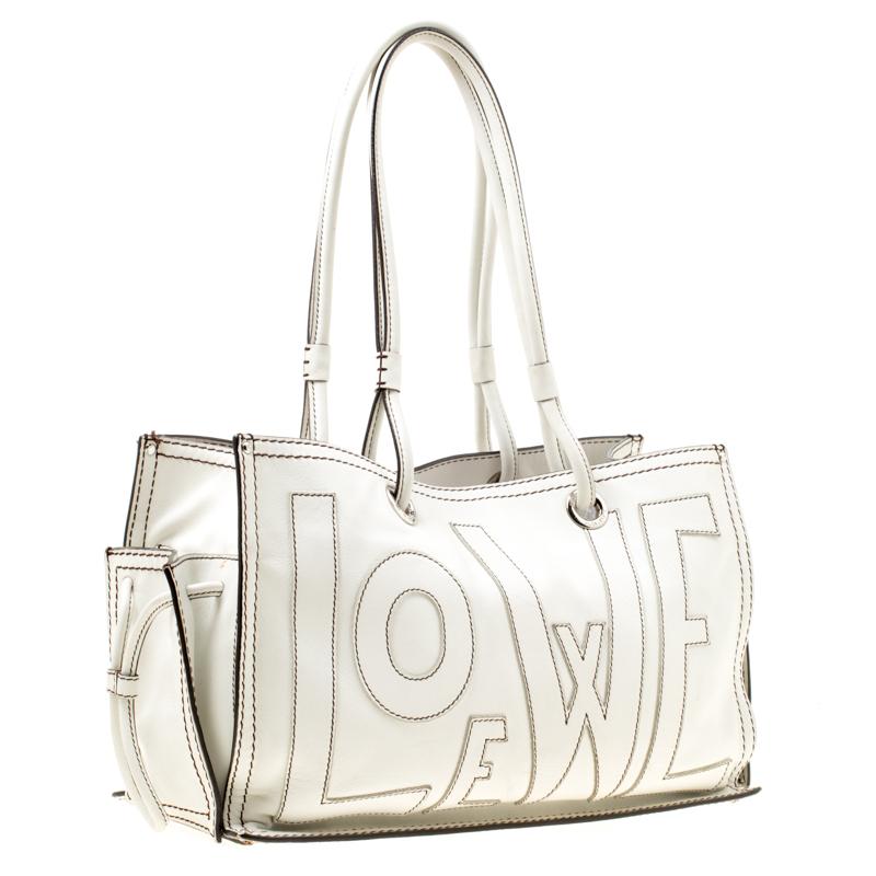 Loewe White Leather Shopping Tote For Sale at 1stDibs | loewe white ...
